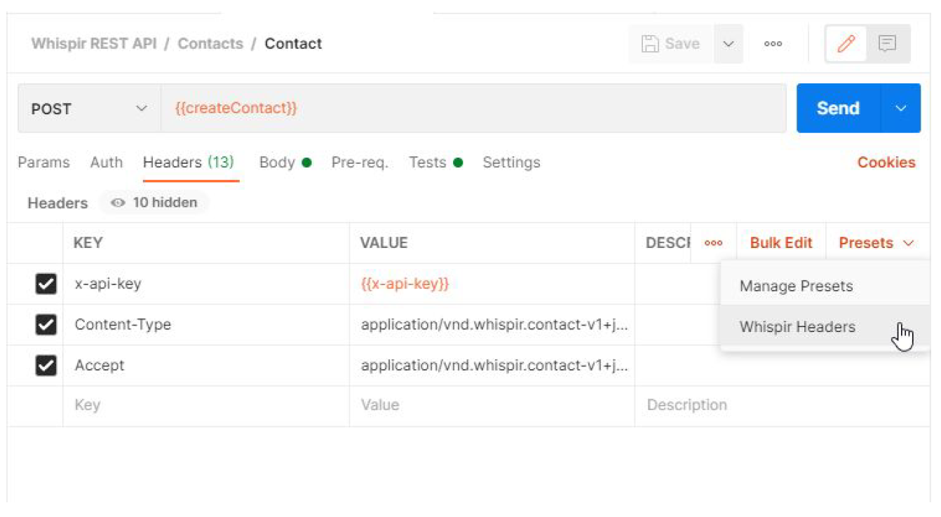 Postman Collection | Whispir